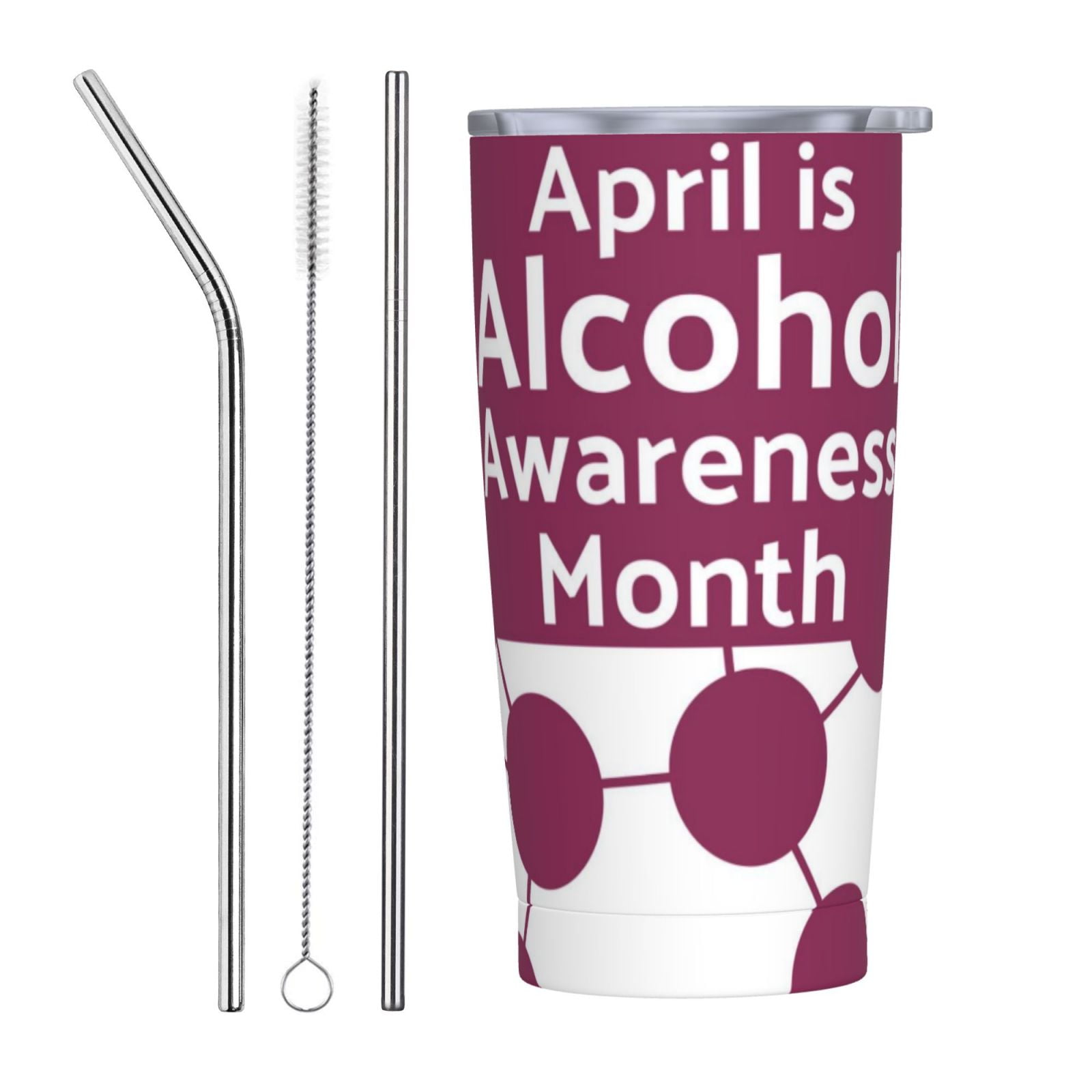 Red Ribbon For Alcohol Awareness Month 20oz Stainless Steel Thermal Cup ...