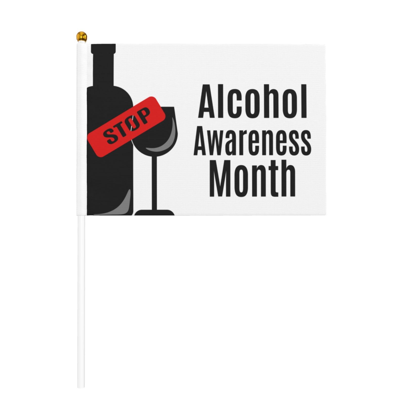 Red Ribbon For Alcohol Awareness Month Flag Small Mini Hand Held Flags ...