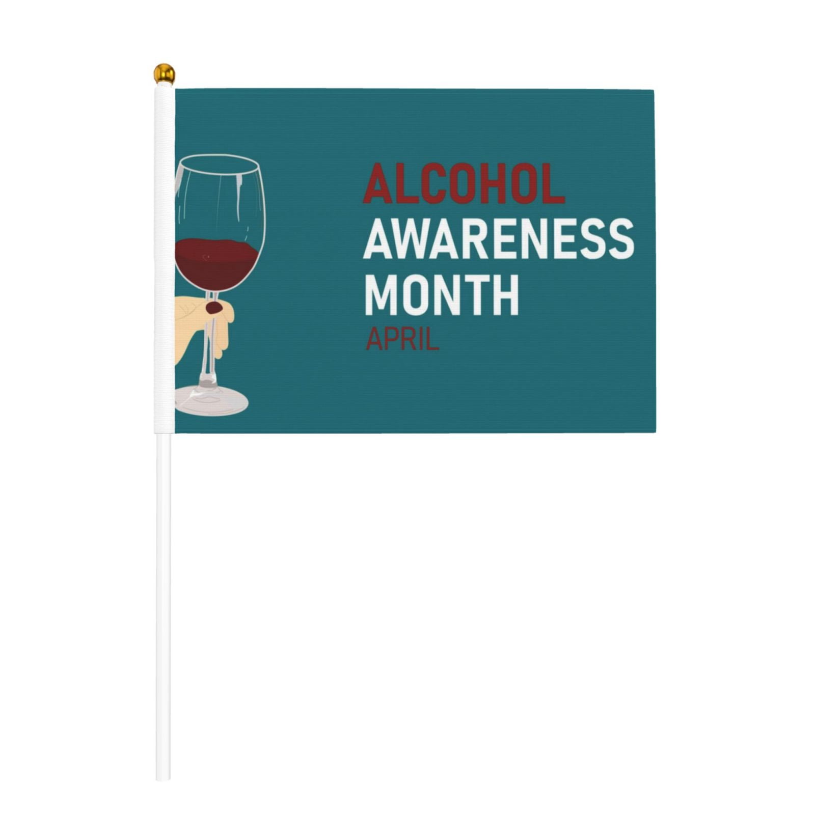 Red Ribbon For Alcohol Awareness Month Flag Small Mini Hand Held Flags ...