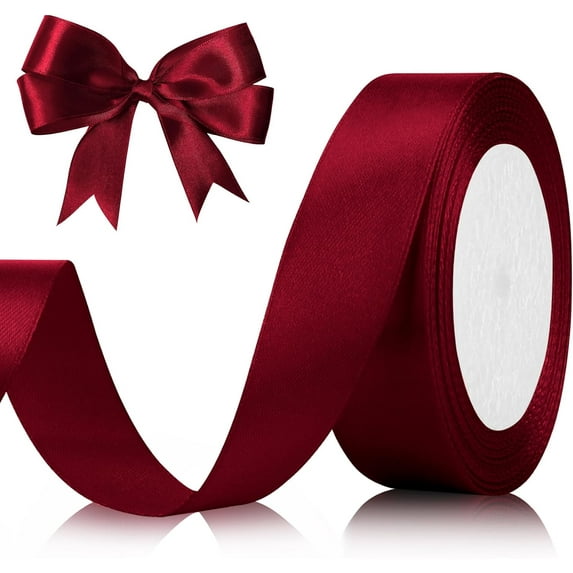 Red Ribbon for Gift Wrapping 1 Inch 25 Yds Satin Ribbon for Hair Wine ...