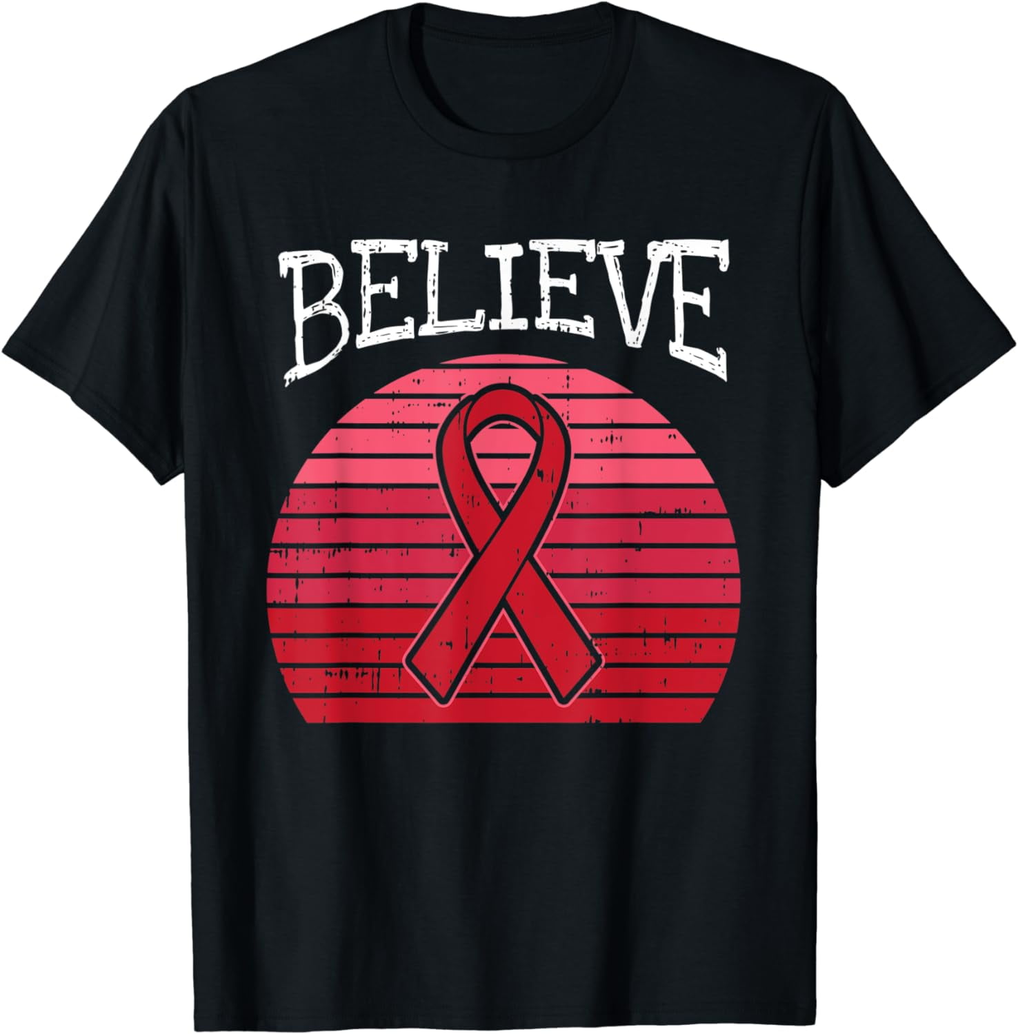 Red Ribbon HIV Aids Brain Aneurysm Stroke Awareness Gifts T-Shirt ...
