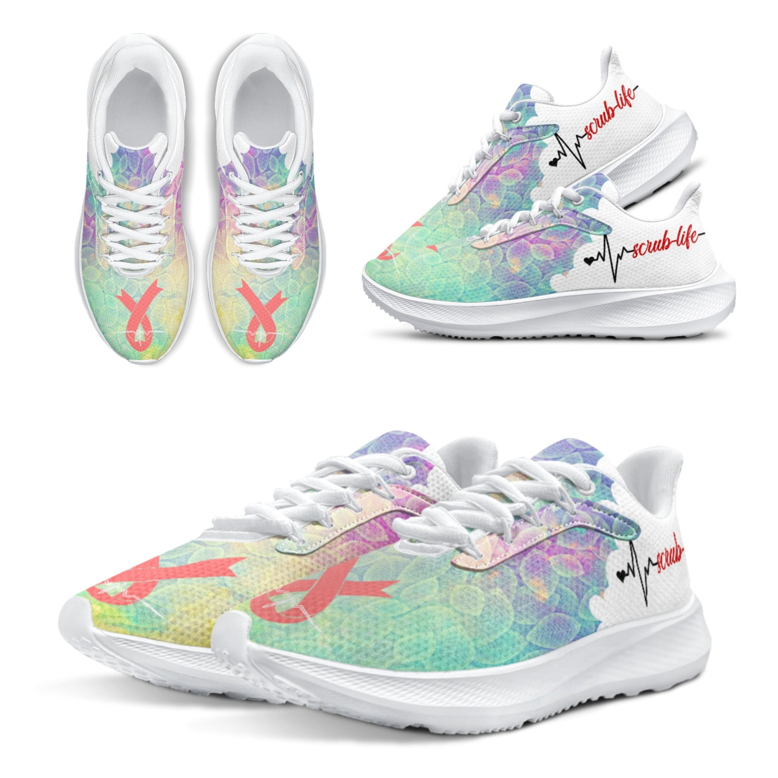 Red Ribbon Running Shoes Sciub Life Printed Women's Shoes ECG Printed ...