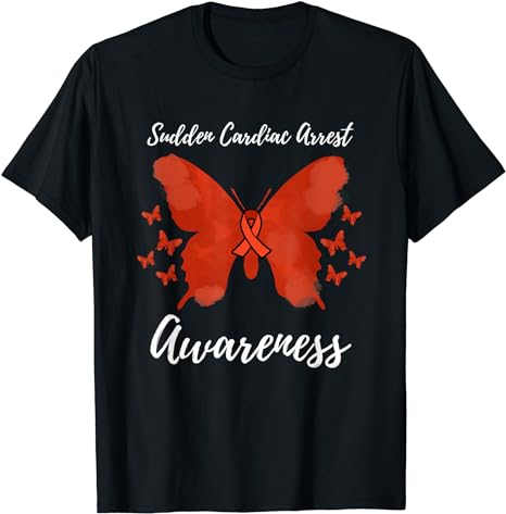 Red Ribbon SCA Sudden Cardiac Arrest Awareness T-Shirt - Walmart.com
