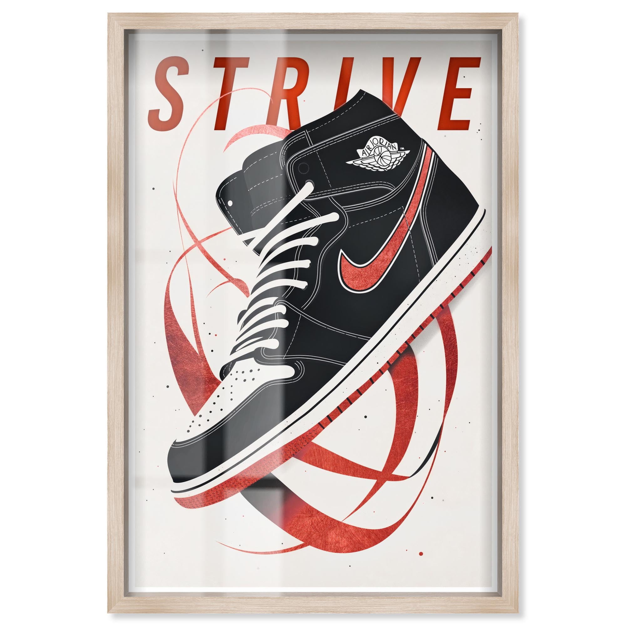Red Ribbon Sneaker Shadowbox Print Sneaker Wall Decor by Art Remedy ...