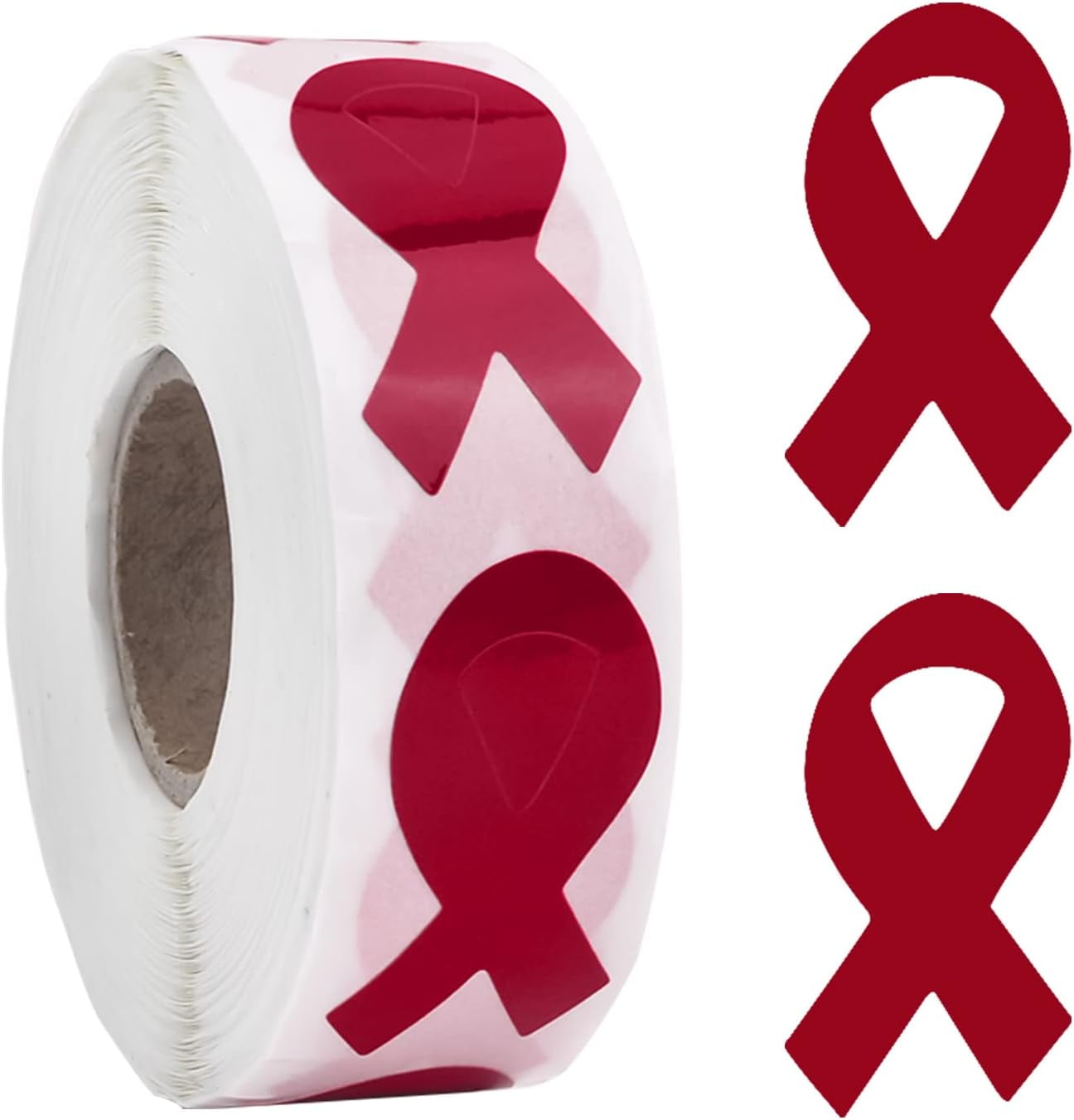 Red Ribbon Sticker, 500 Pcs Red Ribbon Awareness Stickers Heart Disease ...