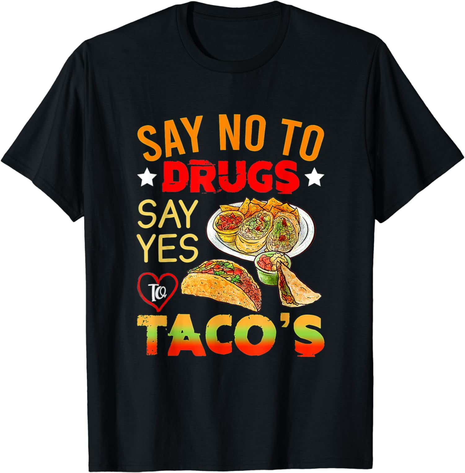 Red Ribbon Stylish casual print black plus size Say No To Drugs Say Yes ...