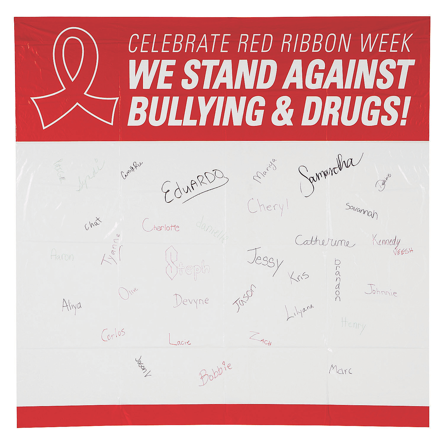 Red Ribbon Week Autograph Poster for Students, Huge 6 Feet x 6 Feet ...