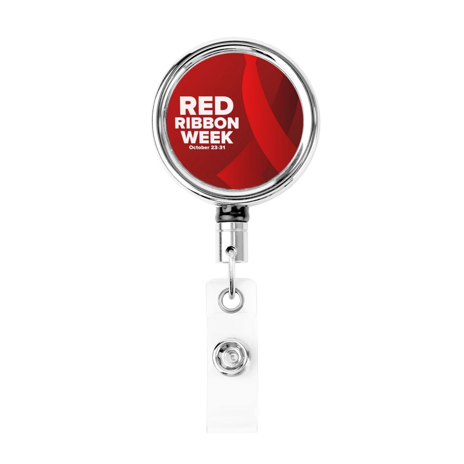 Red Ribbon Week Awareness Badge Reel Retractable Badge Holder ID Card ...