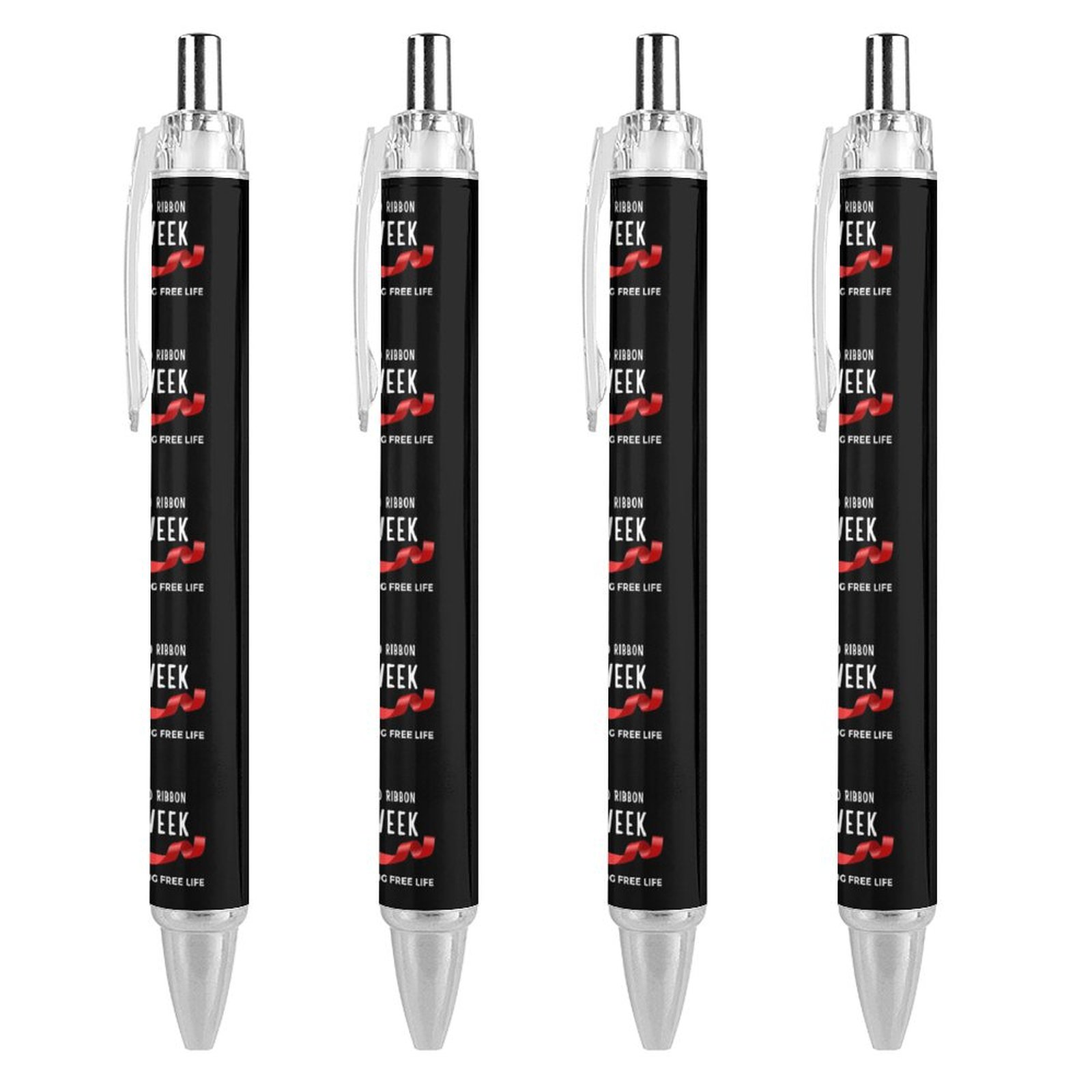 Red Ribbon Week Awareness Ballpoint Pen Retractable Pens Black Writing ...