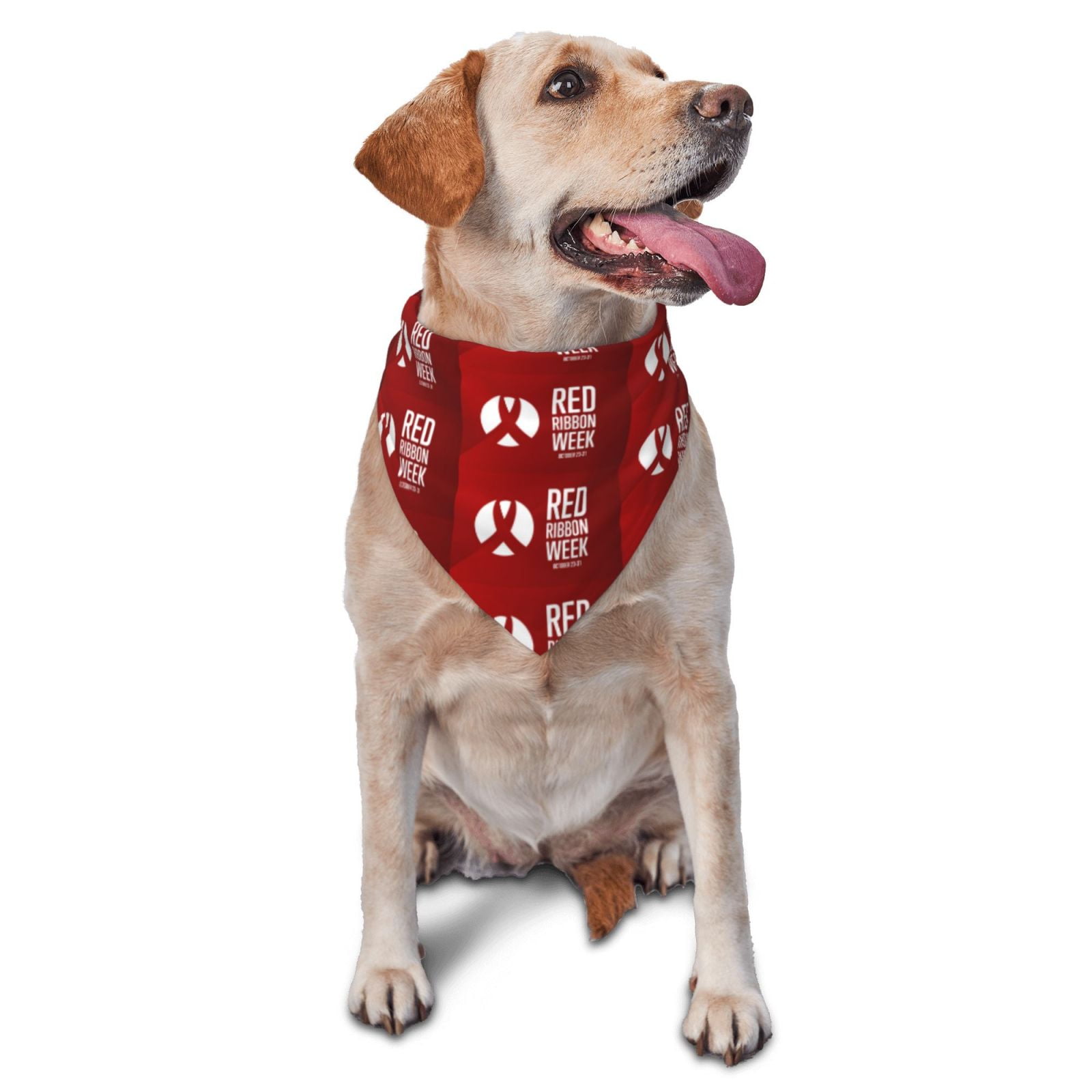 Red Ribbon Week Awareness Dog Bandana Adjustable Triangle Bibs Cats Dogs Scarf Pet Kerchief ...