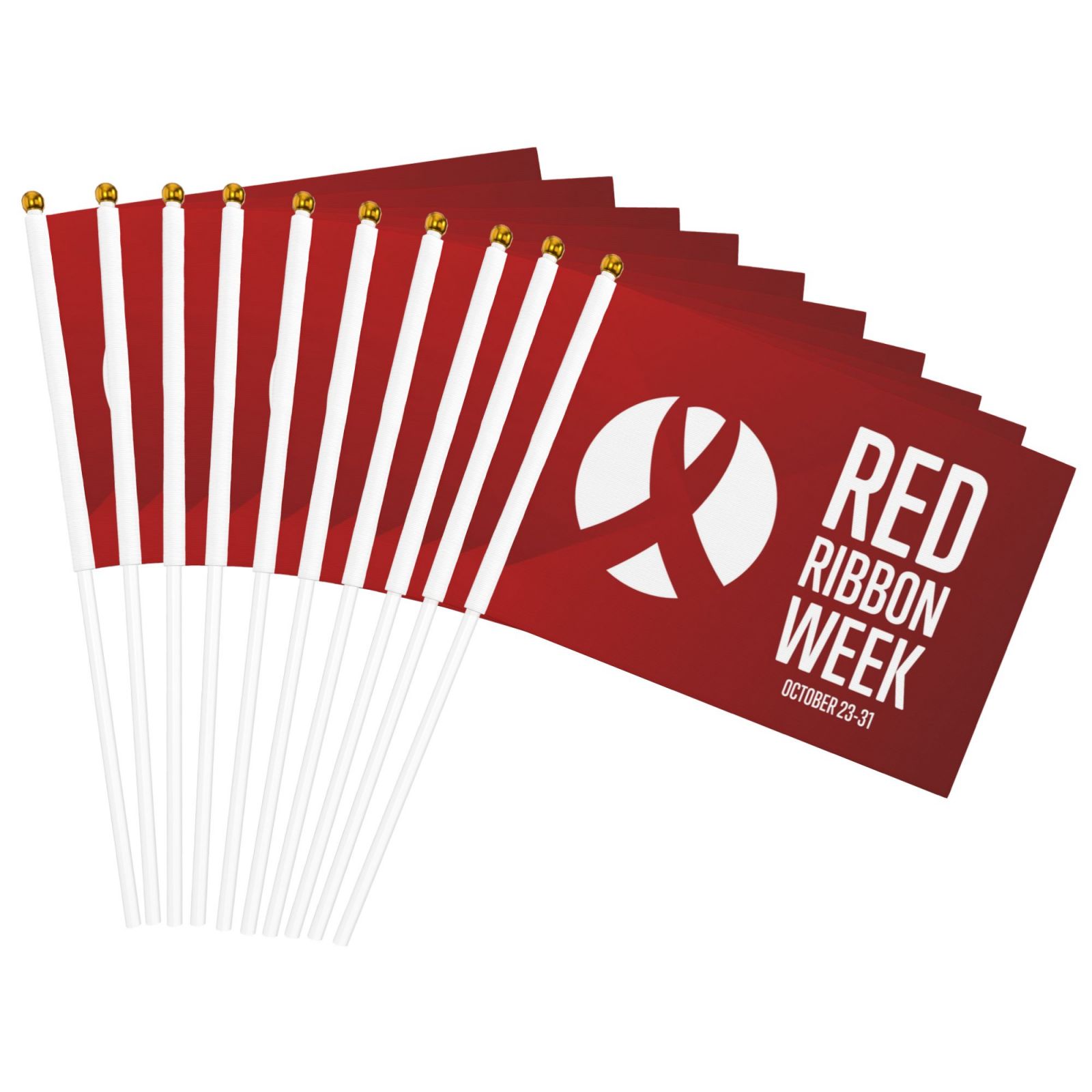 Red Ribbon Week Awareness Flag Small Flags Stick 5.5'' X 8.2'' Hand ...