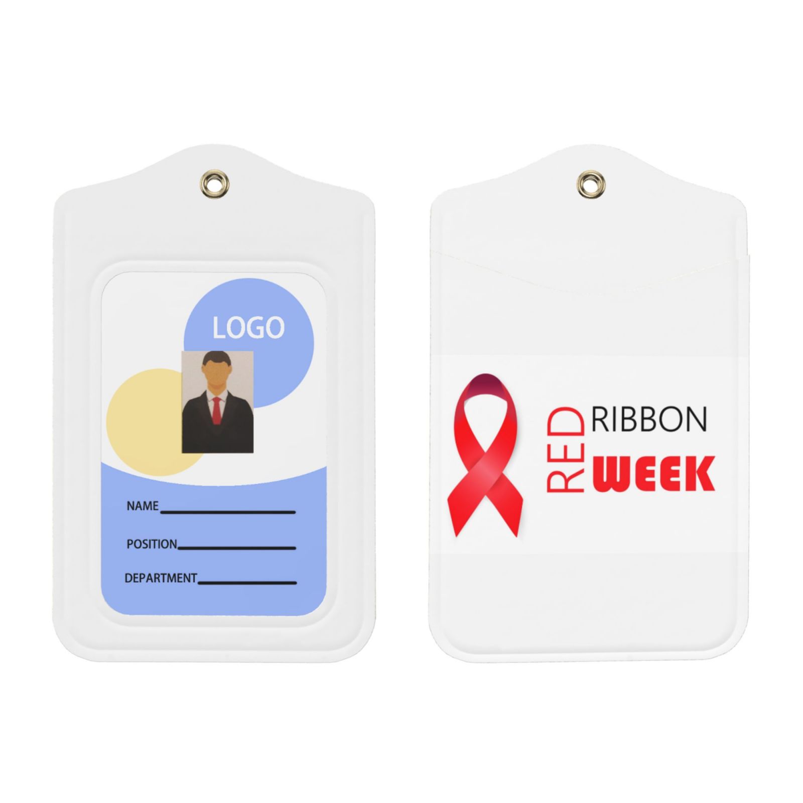 Red Ribbon Week Awareness Id Card Badge Leather Holder Case Protector ...