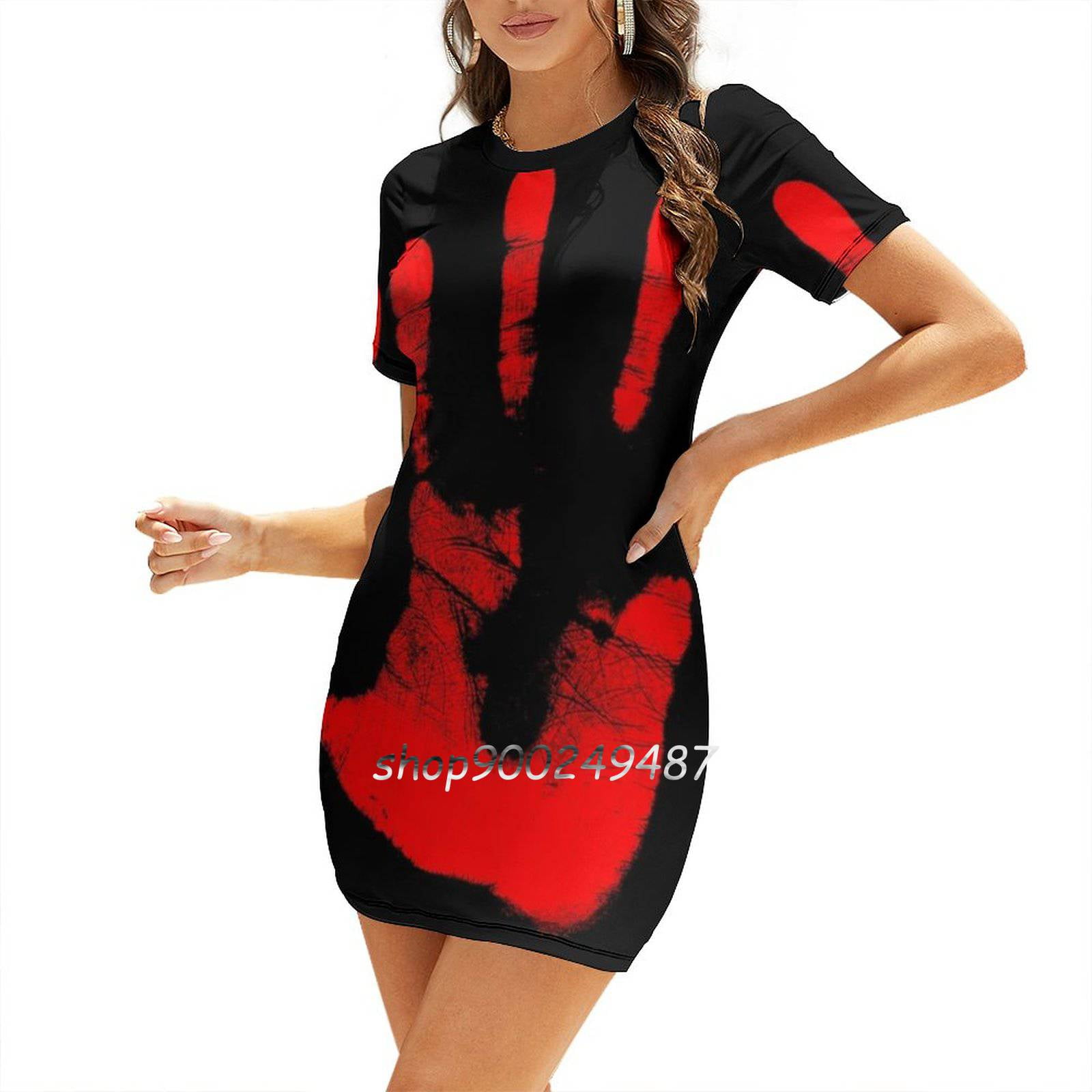 Red Right Hand Evening Party Dresses Midi Sexy Dress Female Sweet One ...
