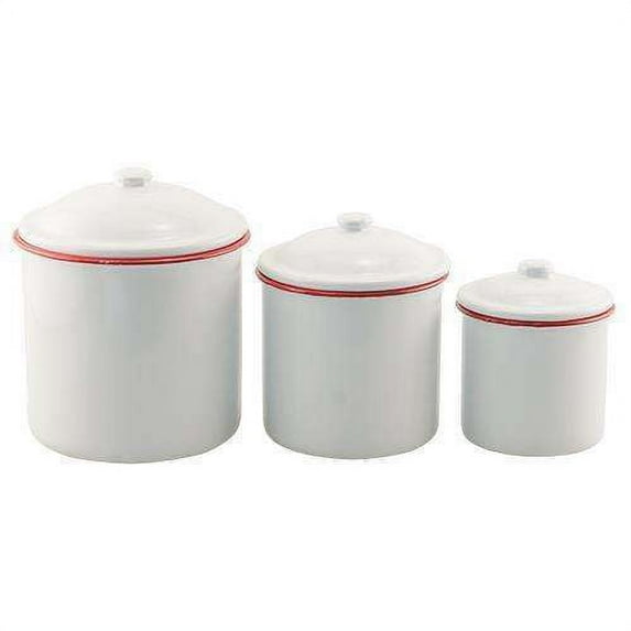 Red Rim Enamel Kitchen Canisters - 3/Set - Walmart.com