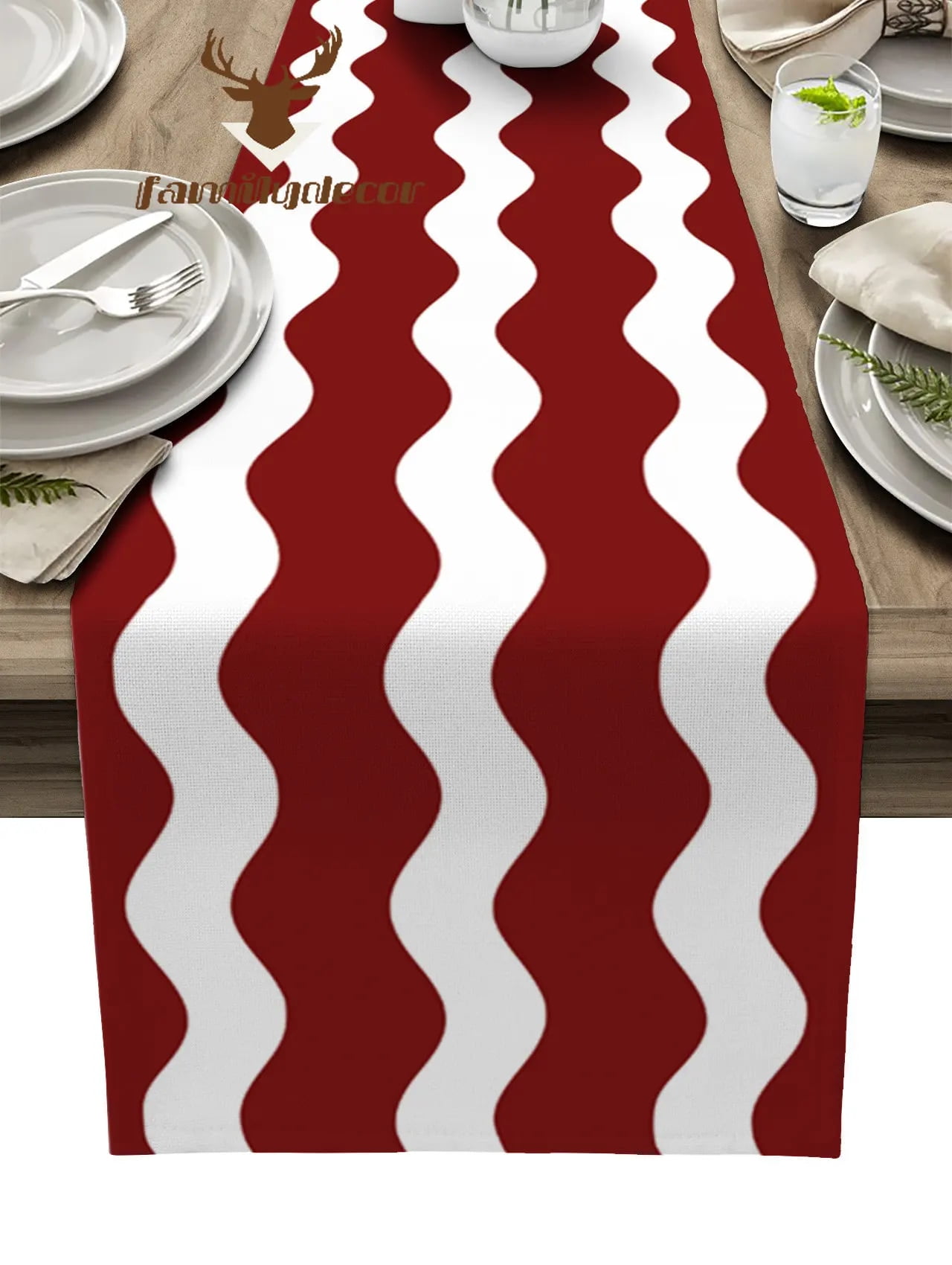 Red Ripple Waves Table Runner Home Wedding Decor Table Cover Flag Mat ...