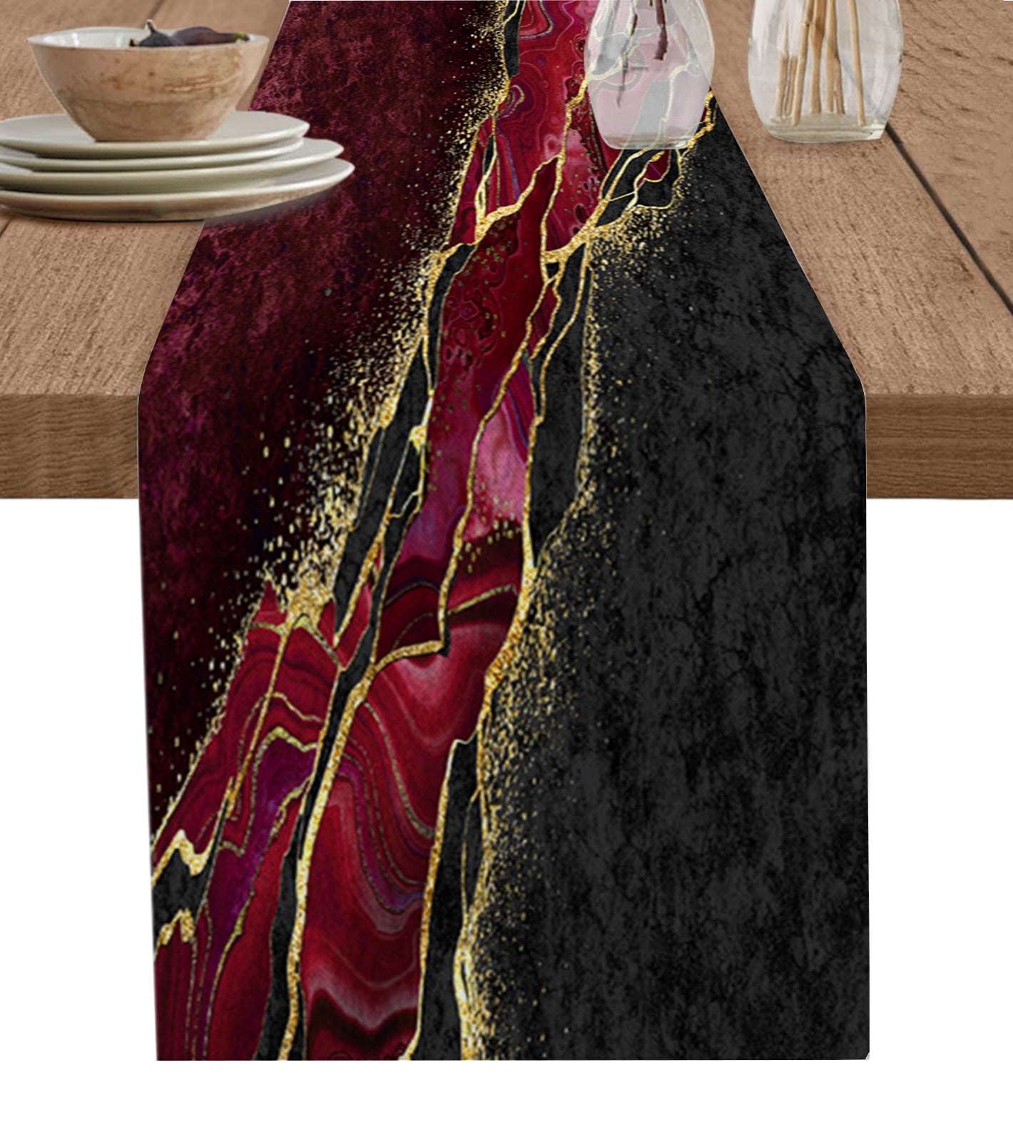 Red Ripples Three-Dimensional Abstract Table Runner Party Events Dining ...