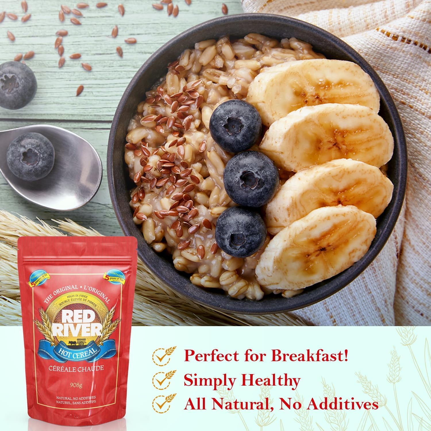 Red River Cereal AJH3 - Cracked Wheat Hot Cereal (2lbs / 908g) Made in Canada at Arva Flour ...