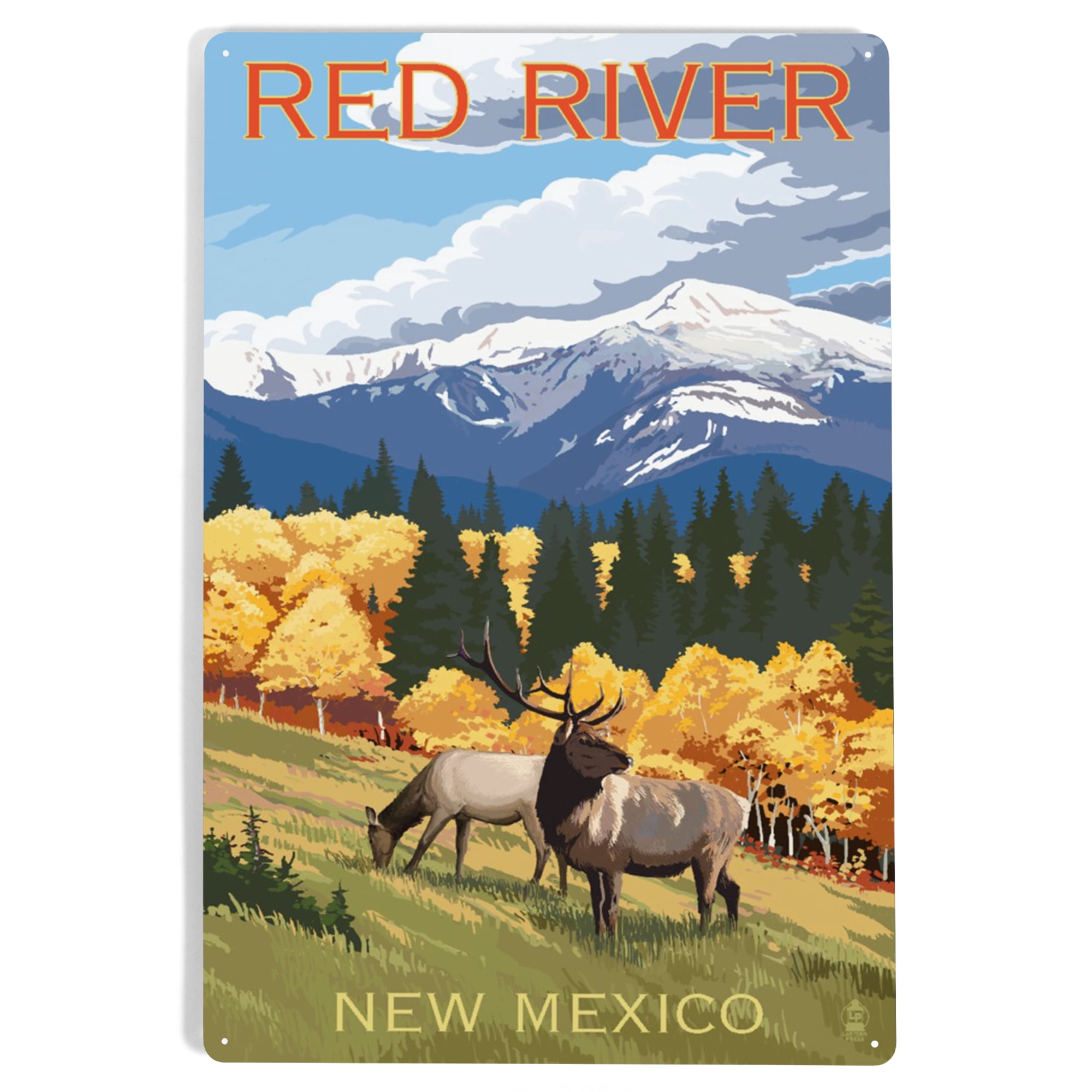 Red River, New Mexico, Elk and Mountains (12x18 Aluminum Art, Indoor ...