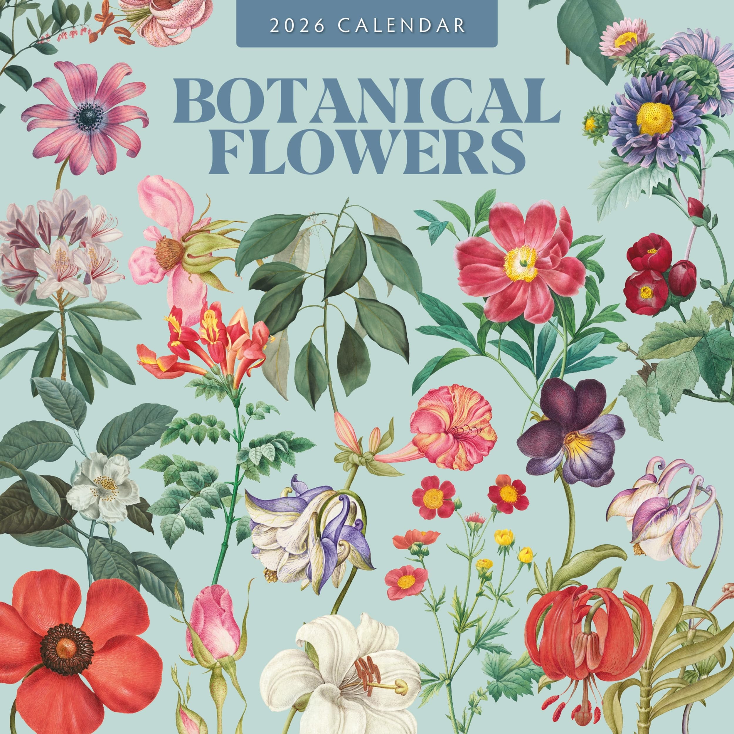 Red Robin 2026 Botanical Flowers Monthly Wall Calendar | 12" x 24" Open ...