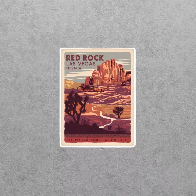 Red Rock Las Vegas Nevada Vintage Travel Sticker Sticker Calico ...