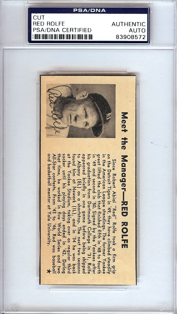 Red Rolfe Autographed 2x4.5 Newspaper Page Photo New York Yankees ...