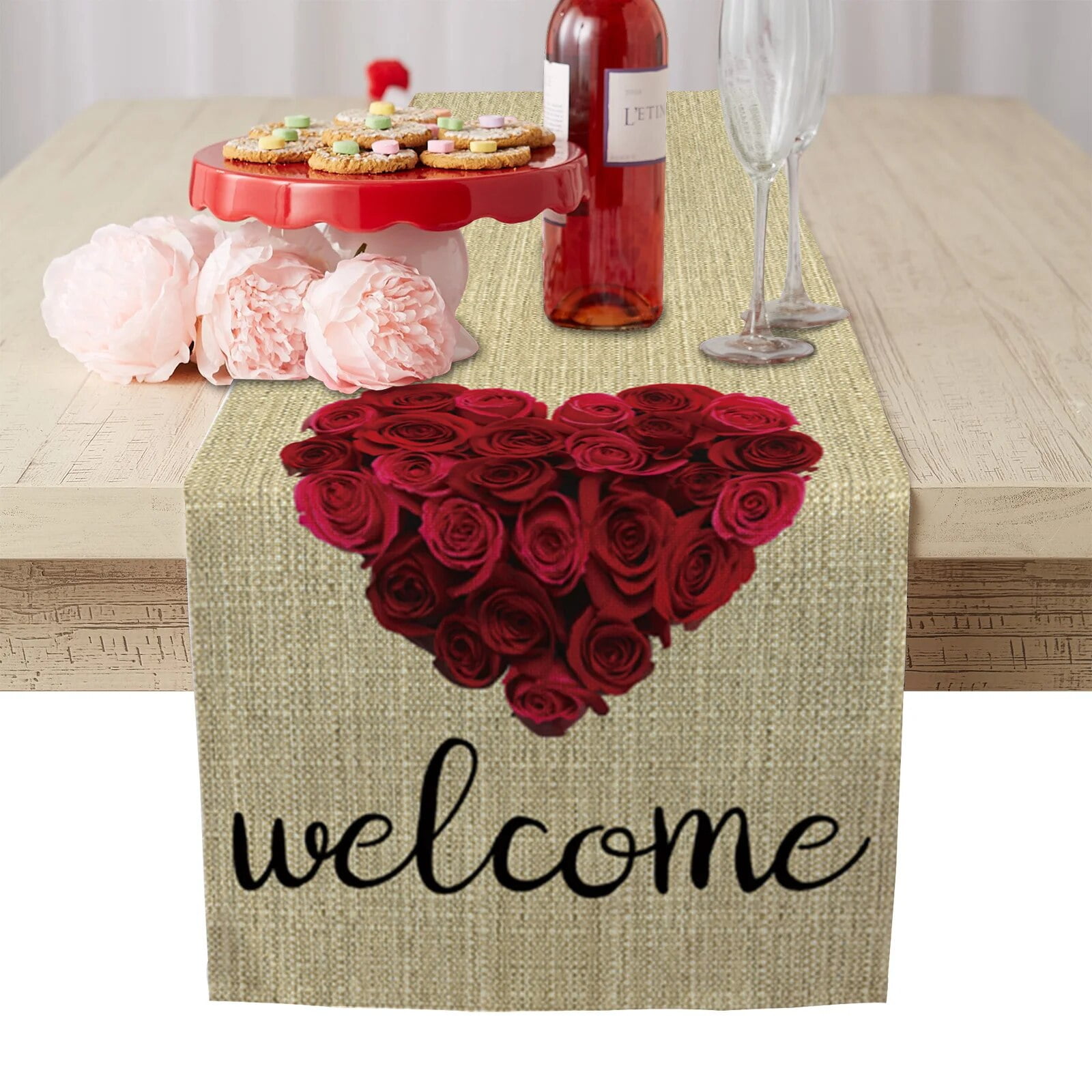 Red Romantic Rose Decorative Table Flag Luxury Dinner Wedding Party ...