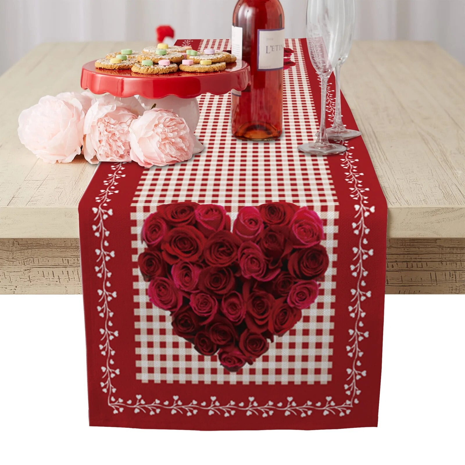 Red Romantic Rose Decorative Table Flag Luxury Dinner Wedding Party ...