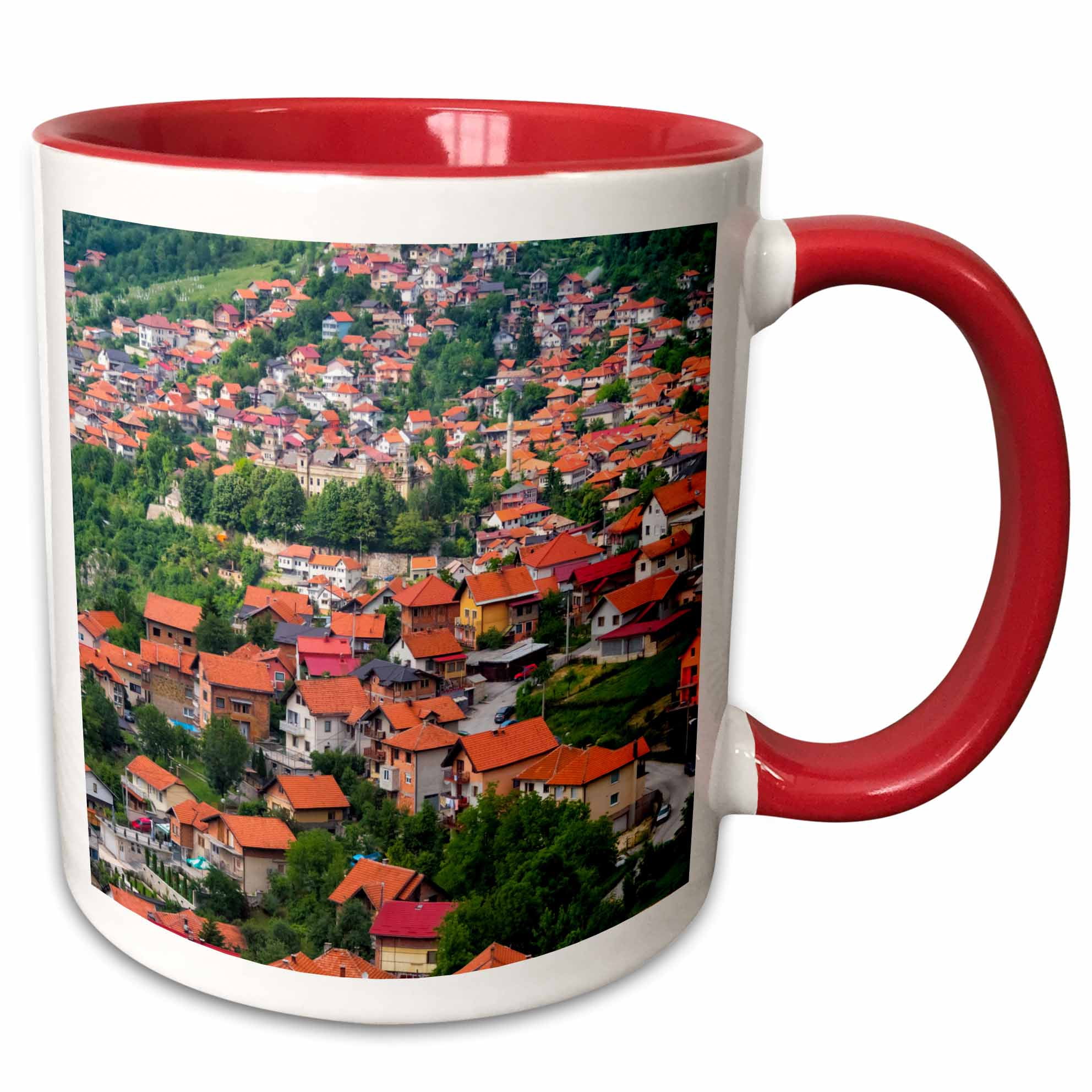 3drose, Red Roof Houses on the Hill Side, Sarajevo, Bosnia and ...