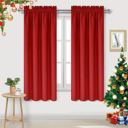 Red Room Darkening Blackout Curtains - Rod Pocket Thermal Insulated ...