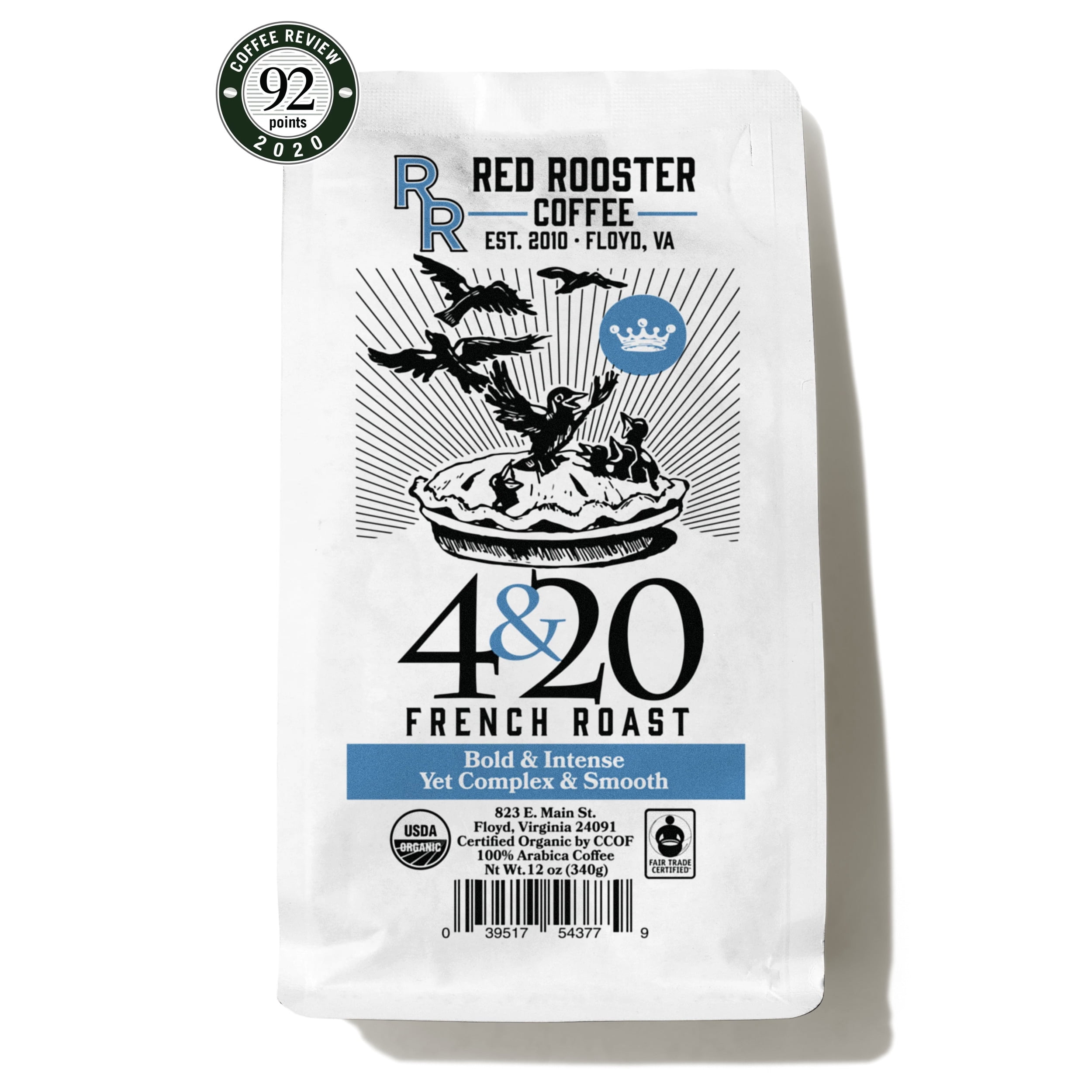 Red Rooster Coffee Roaster, Organic 4&20 French Roast, 12OZ / Whole ...