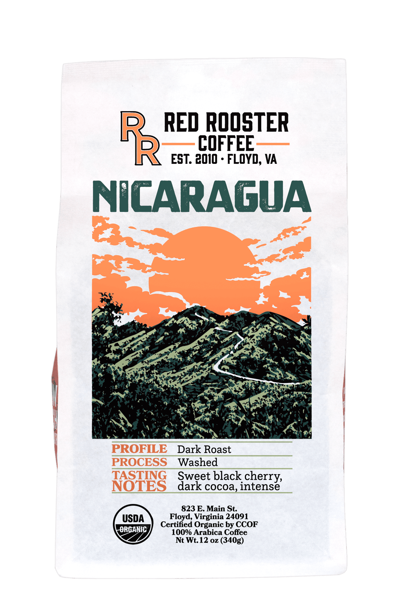 Red Rooster Coffee Roaster, Organic Nicaragua, Dark Roast, Single ...