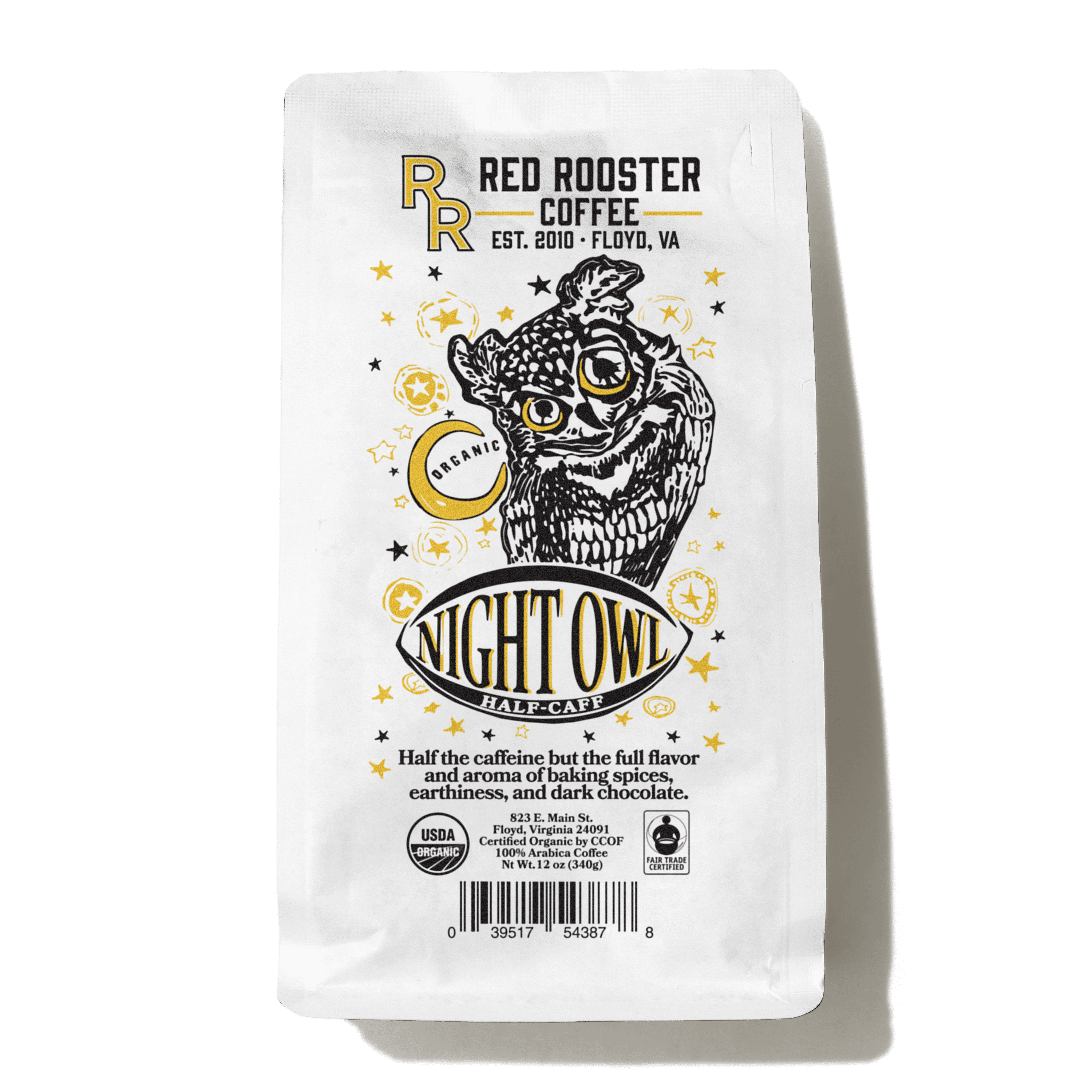 Red Rooster Coffee Roaster, Organic Night Owl Half-Caff, 2LB / Whole ...