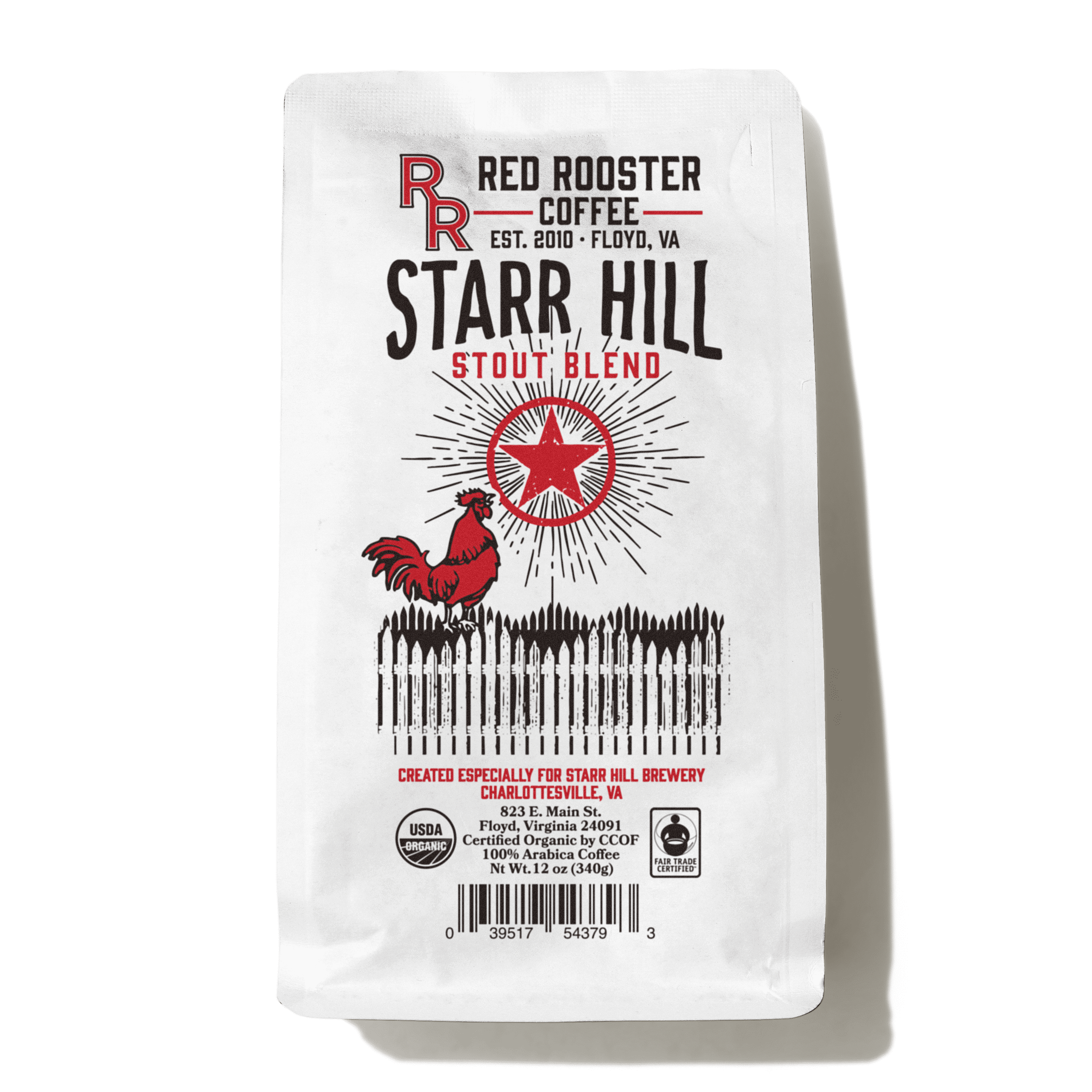 Red Rooster Coffee Roaster, Organic Starr Hill Stout Blend, Medium Dark ...