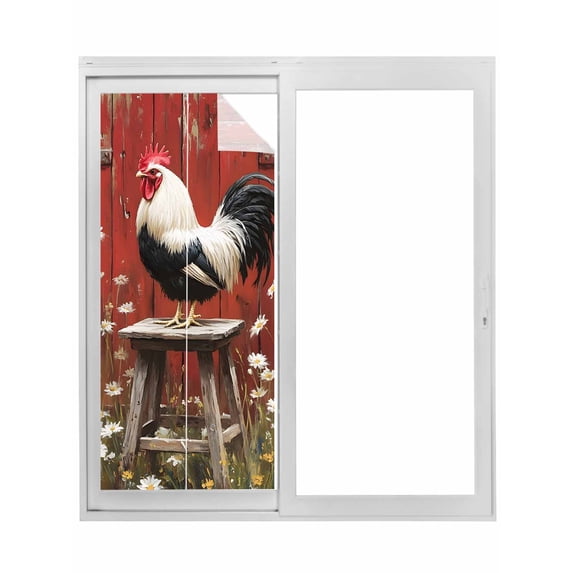 Red Rooster Window Privacy Film, Farmhouse Animals Spring Floral Rustic ...