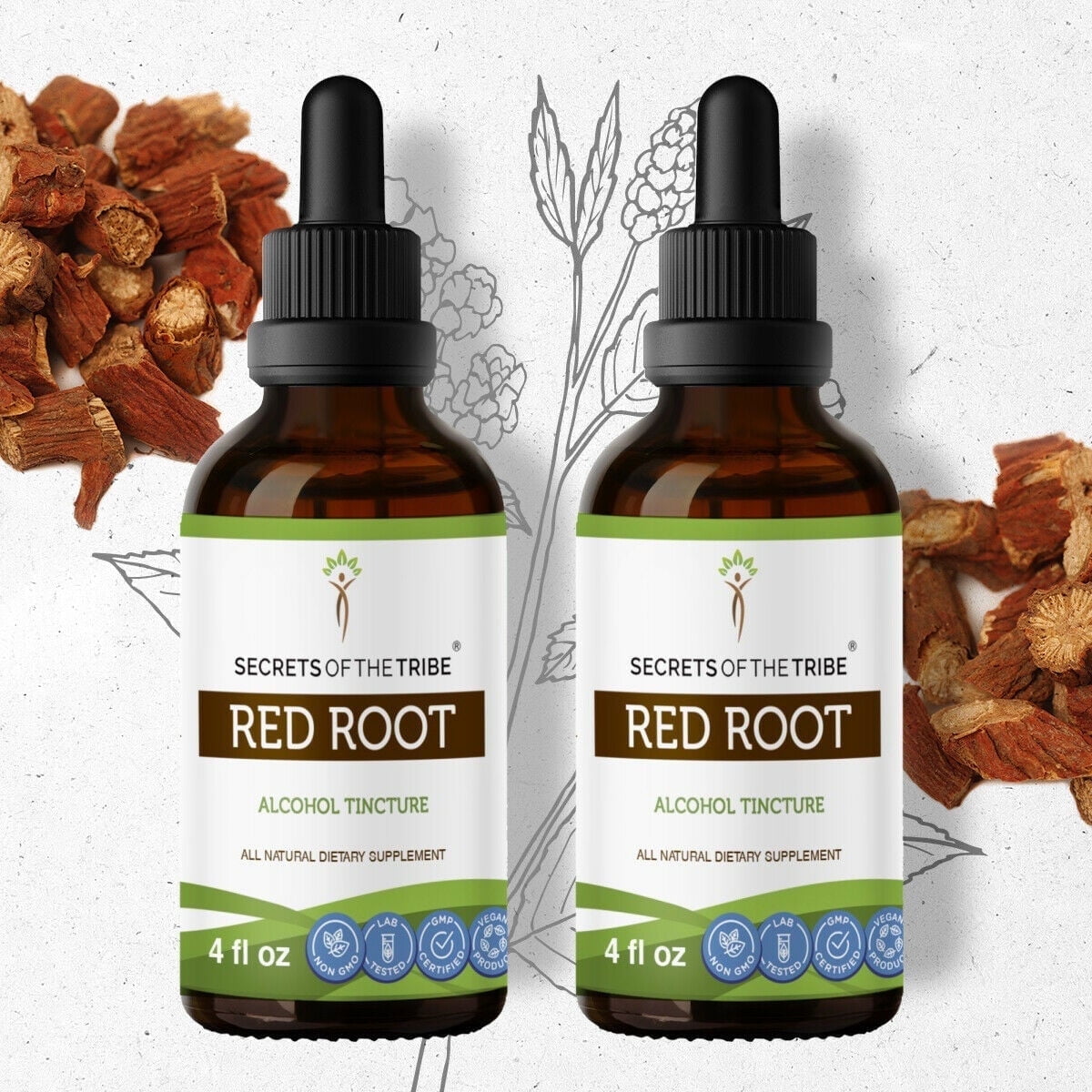 Secrets Of The Tribe Red Root Tincture Dietary Supplement, Natural ...