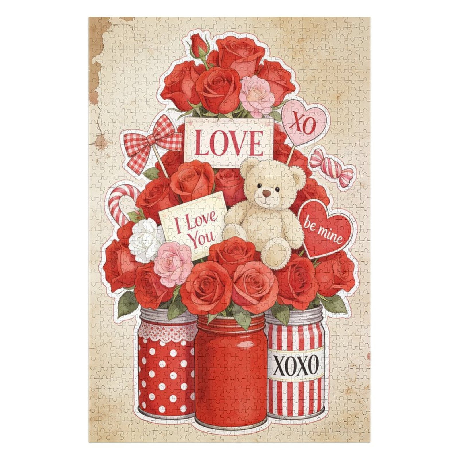 Red Rose 1000 Piece Jigsaw Puzzle for Adults, Romantic Valentine’s Day ...