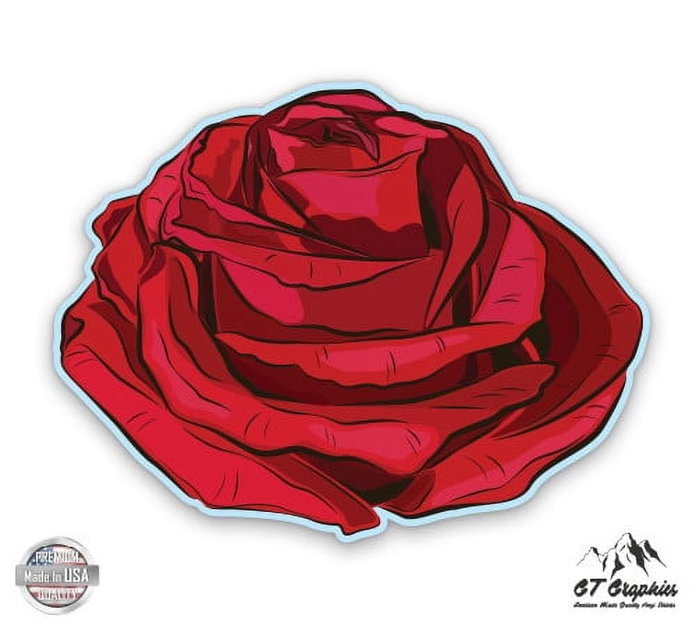 Red Rose - 3" Vinyl Sticker - For Car Laptop I-Pad Phone Helmet Hard ...