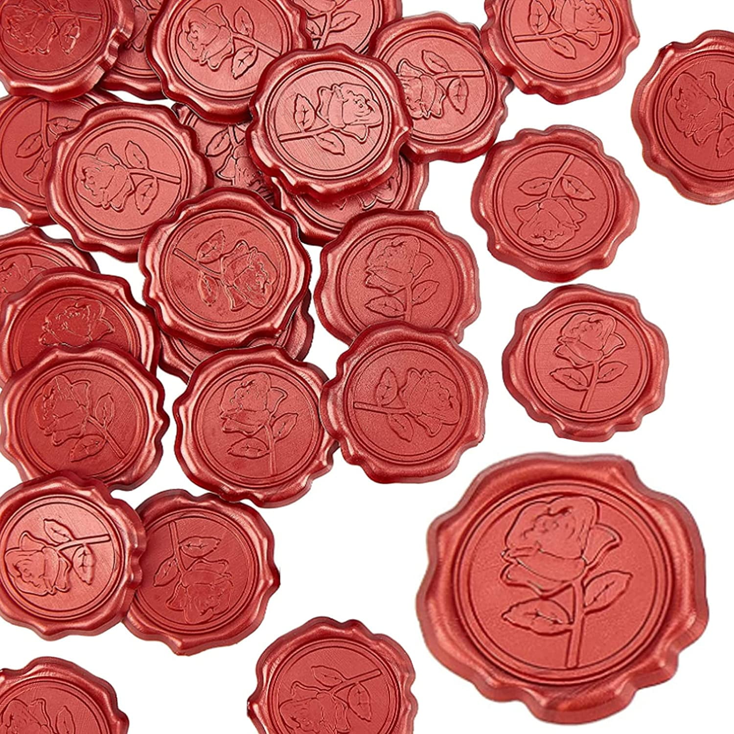 Red Rose Adhesive Wax Seal Stickers Valentines Day Wedding Envelopes ...