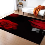 Flowers 2 Ft Round Throw Accent Area Rugs Floral Rose Flower Shaped Rug ...