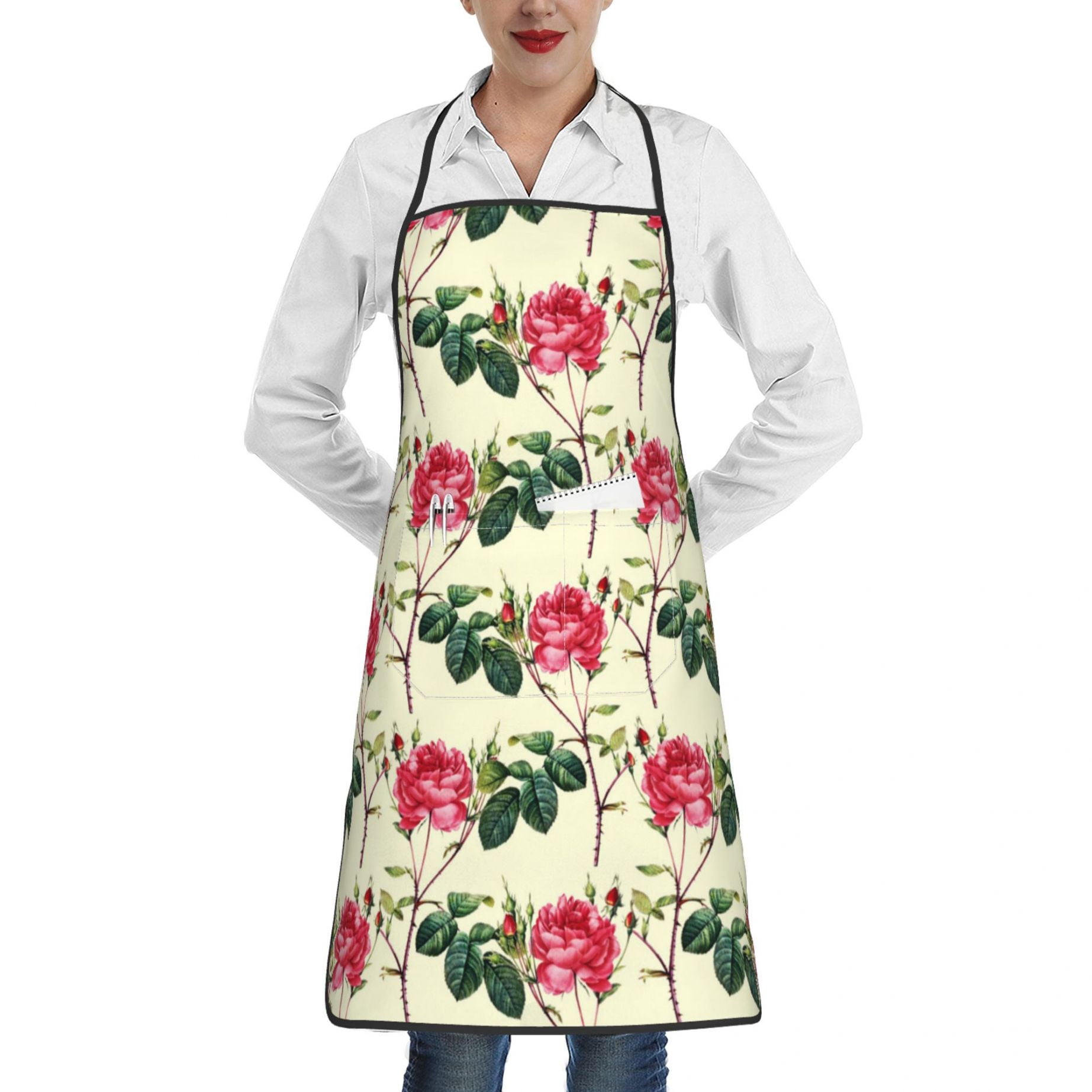 Red Rose Background (1) Women'S And Men'S Kitchen Waterproof Apron ...