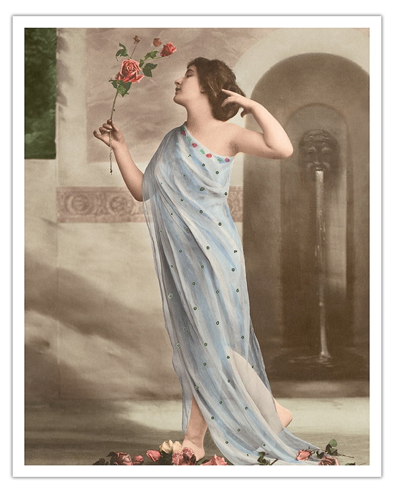 Red Rose Beauty - Classic Vintage French Figure - Hand-Colored Tinted ...