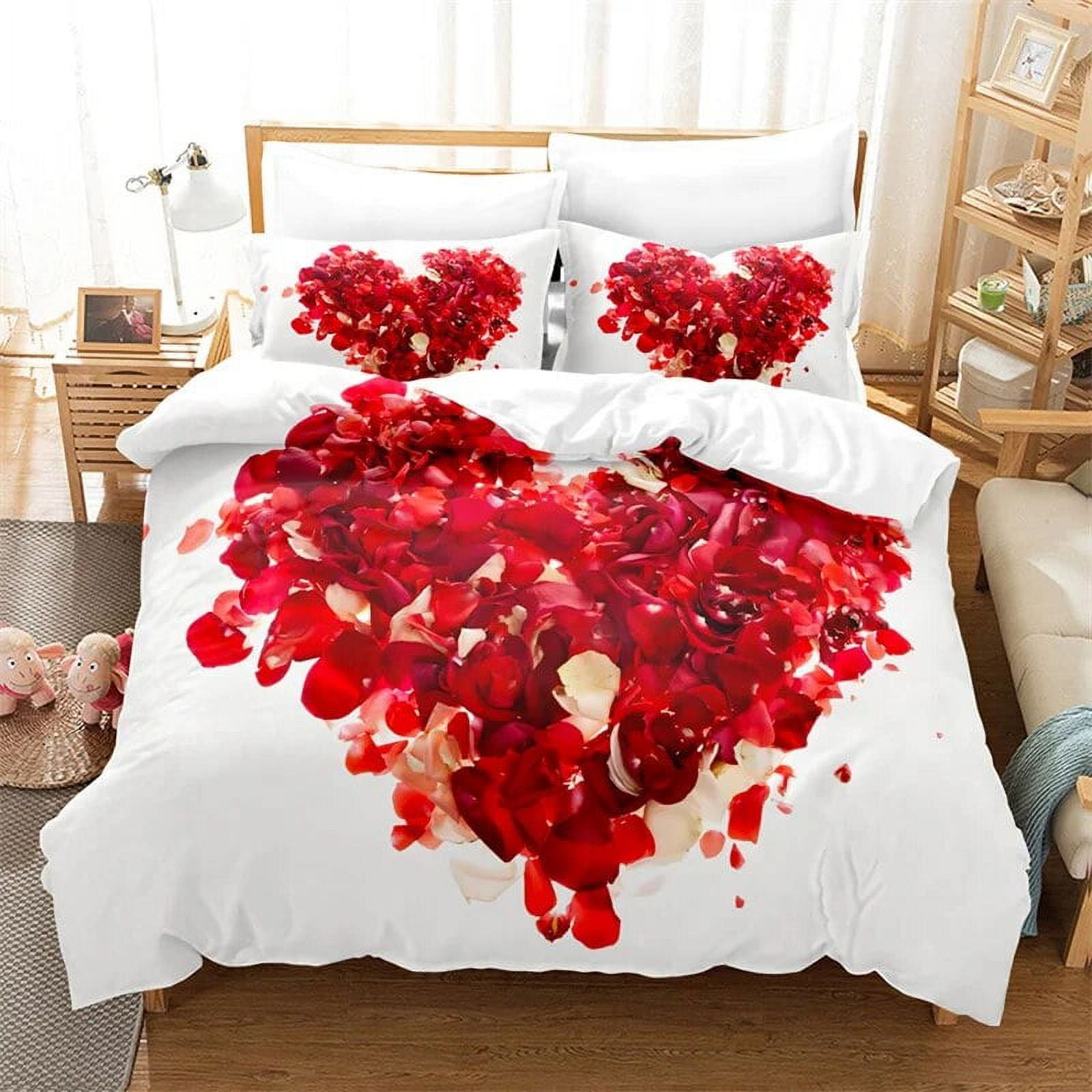 Red Rose Bedding Set Flower Rose Lovers Duvet Cover Women Girl Duvet