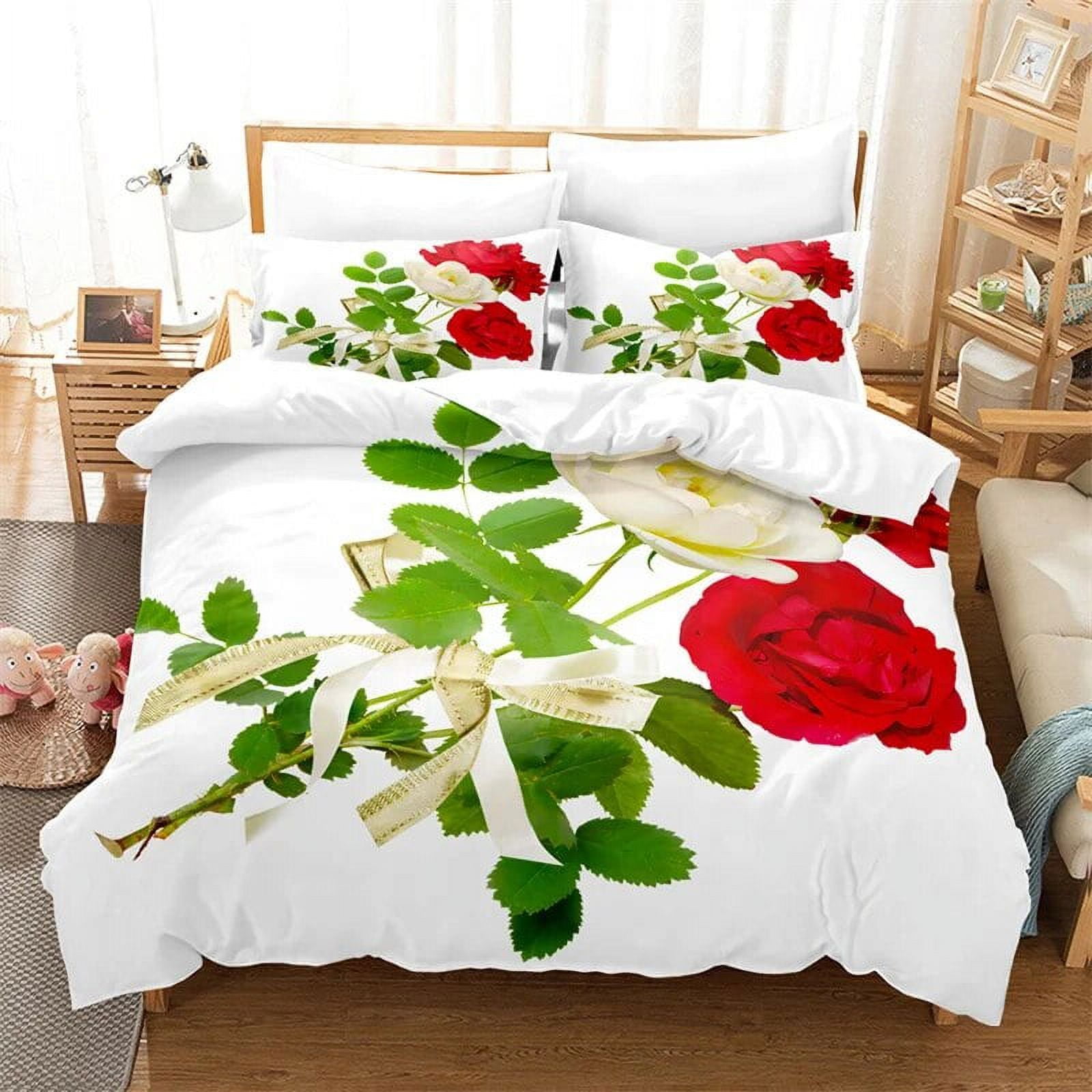 Red Rose Bedding Set Flower Rose Lovers Duvet Cover Women Girl Duvet