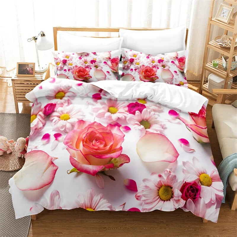 Red Rose Bedding Set High-grade White Duvet Cover Girl King Quilt Cover ...