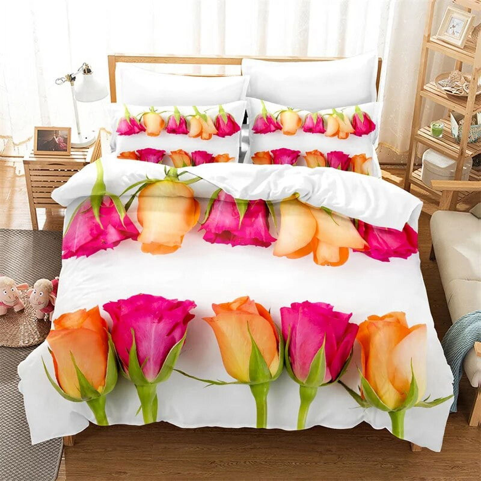Red Rose Bedding Set High Grade White Duvet Cover Girl King Quilt Cover