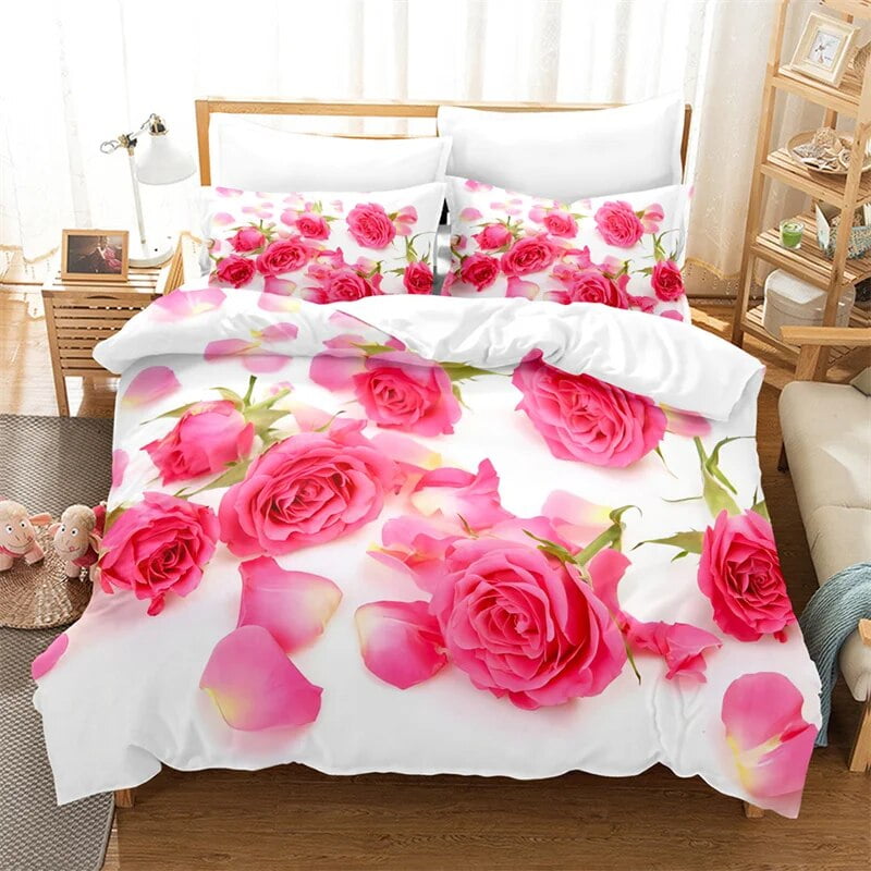 Red Rose Bedding Set High-grade White Duvet Cover Girl King Quilt Cover ...