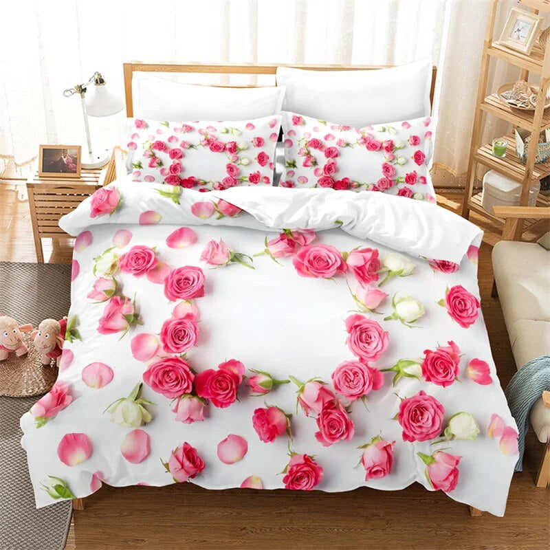 Red Rose Bedding Set High-grade White Duvet Cover Girl King Quilt Cover ...