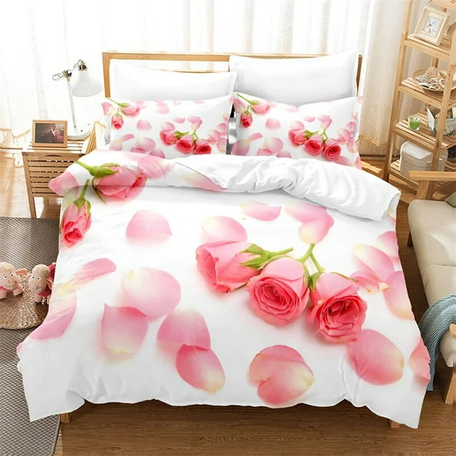 Red Rose Bedding Set High-grade White Duvet Cover Girl King Quilt Cover ...