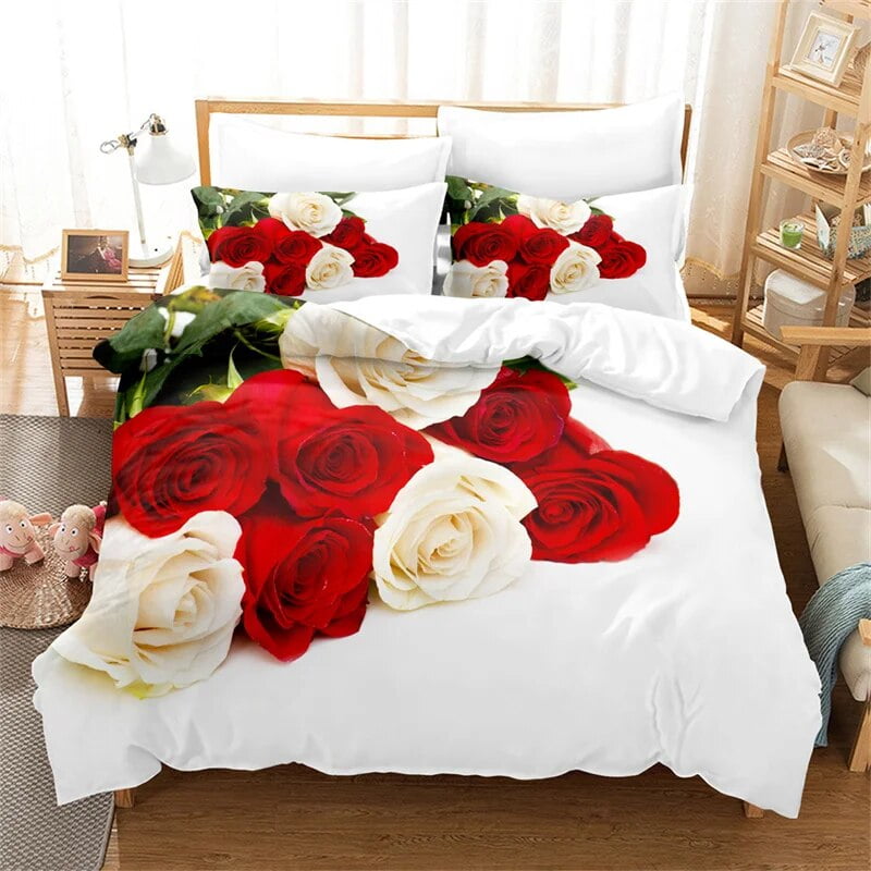 Red Rose Bedding Set Lovely Kid's Duvet Cover Boys Quilt Cover Girls ...