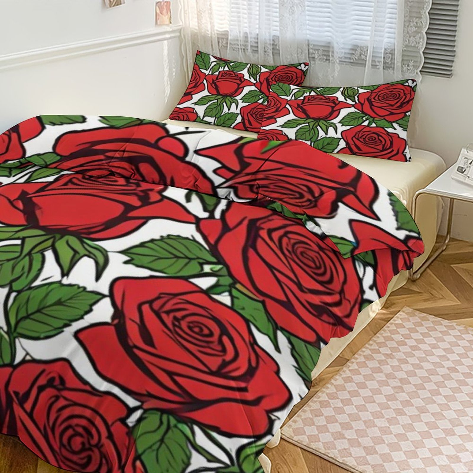 Red Rose Bedding Set with Zipper Closure for Girls & Boys - Walmart.com